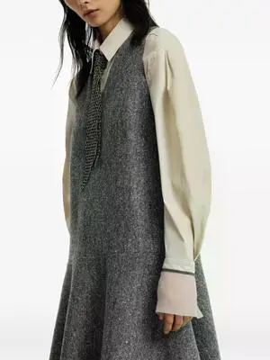 Brunello Cucinelli Virgin Wool Donegal Mini Dress With Monili Embellishment
