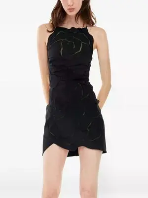 MOTHER OF ALL Floral Appliqué Mini Dress - Black