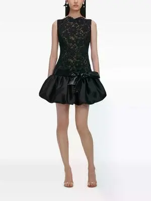 SELF-PORTRAIT Lace Bubble Hem Mini Dress - Black