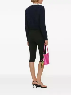 SELF-PORTRAIT Navy Flower Pearl-trim Knit Jumper