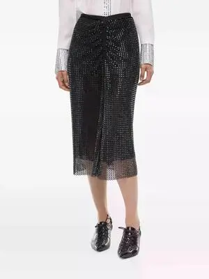 Pinko Mesh Effect Rhinestone Calf-length Skirt