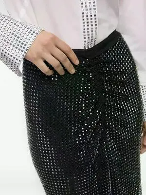 Pinko Mesh Effect Rhinestone Calf-length Skirt