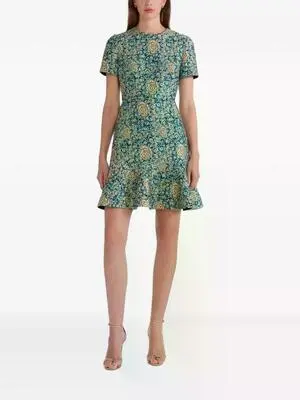 Saloni Rose-motif Brocade Mini Dress