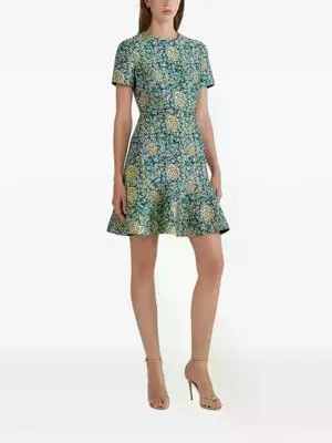 Saloni Rose-motif Brocade Mini Dress