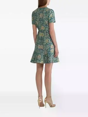 Saloni Rose-motif Brocade Mini Dress