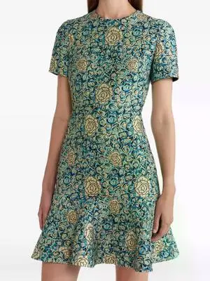 Saloni Rose-motif Brocade Mini Dress