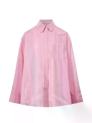 Marni Vertical-stripe Chest-pocket Shirt - Pink