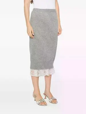 Ermanno Scervino Lace-trimmed Knitted Midi Skirt