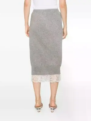 Ermanno Scervino Lace-trimmed Knitted Midi Skirt