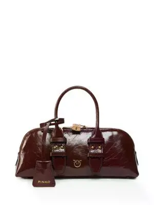 Pinko Escape Bag Horizontal Small Handbag In New Shiny Leather - Red