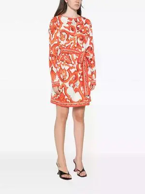 Dolce & Gabbana Baroque Print Belted Mini Dress