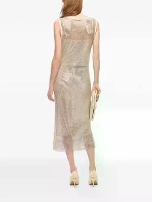 Pinko Mesh-effect Midi Dress With Rhinestones