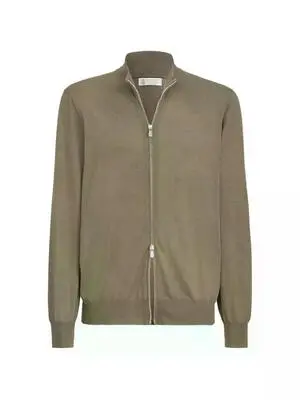 Brunello Cucinelli Cashmere And Silk Lightweight Zip-up Cardigan - Green