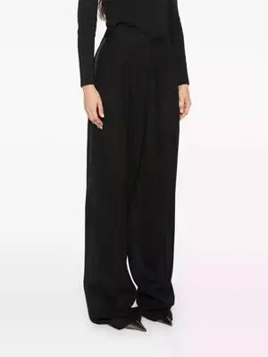 TOM FORD Satin-trimmed Pleated Trousers - Black