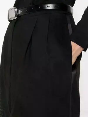 TOM FORD Wide Leg Pleated Trousers With Satin Trim