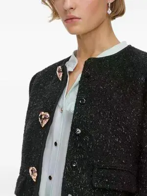 SELF-PORTRAIT Metallic Boucle Fur Cuff Jacket