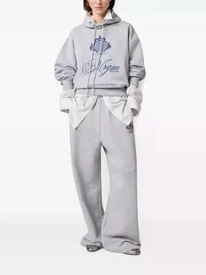 MSGM Logo-print Drawstring Hoodie - Grey