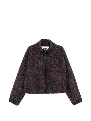 MSGM Logo-patch Bouclé Jacket - Brown