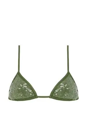 TROPIC OF C Sequined Triangle Bikini Top