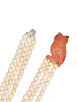 Vintage Owl Detail Necklace With Faux Pearl Embellishment