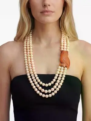 Vintage Owl Detail Necklace With Faux Pearl Embellishment - Neutrals