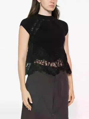 Ermanno Scervino Lace-trim Cap-sleeve Top