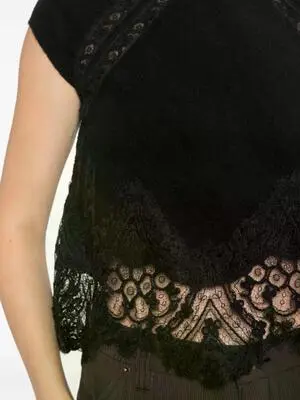 Ermanno Scervino Lace-trim Cap-sleeve Top