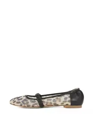 V°73 Karina Leopard-print Ruched-strap Ballet Flats