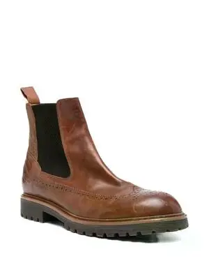 Eleventy Brogue Detail Leather Chelsea Boots
