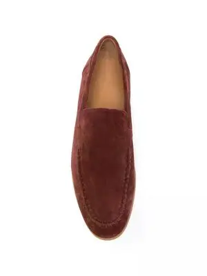 Eleventy Suede Loafers With Whipstitch Detailing - Red