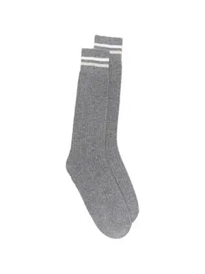 Eleventy Striped Ribbed Socks - Grey