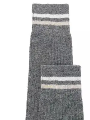 Eleventy Striped Ribbed Socks
