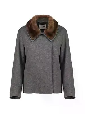 MANZONI 24 Fur-collar Wool Jacket - Grey