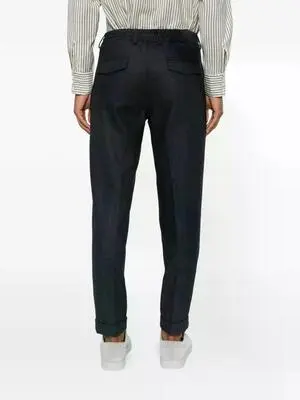 Eleventy Drawstring-waist Pleated Trousers - Blue