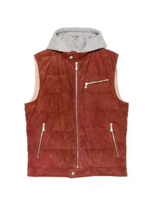 Eleventy Suede Gilet - Red