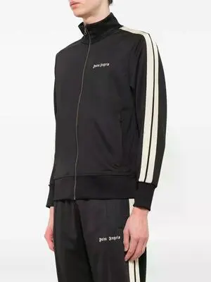 Palm Angels Logo-embroidered Striped-sleeve Sweatshirt