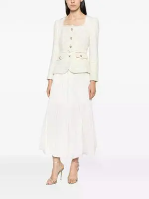 SELF-PORTRAIT Bouclé-knit Pleated Midi Dress