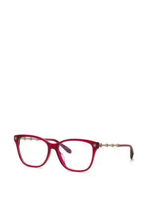 Chopard Crystal Embellished Square Frame Eyeglasses - Red