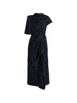 Erdem Striped Draped Midi Dress