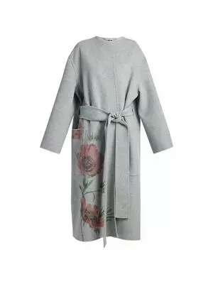 Erdem Floral-print Belted Coat - Grey