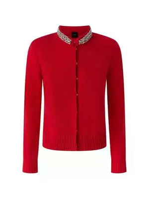 Pinko Embellished Collar Fine Knit Cardigan