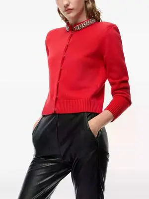 Pinko Embellished Collar Fine Knit Cardigan