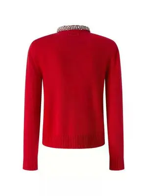 Pinko Embellished Collar Fine Knit Cardigan