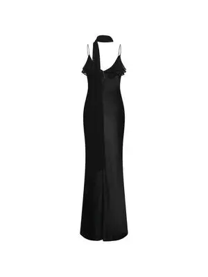 ROTATE BY BIRGER CHRISTENSEN V-neck Slip Dress With Integrated Scarf Detail