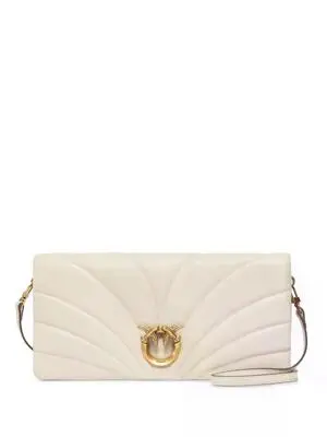 Pinko Love Birds Quilted Leather Shoulder Bag - Neutrals