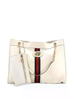 Gucci Rajah Chain Large Leather Tote Bag - Neutrals