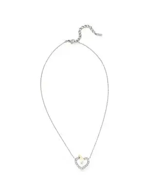 TRUSSARDI Tone Heart Motif Crystal Embellished Necklace - Silver