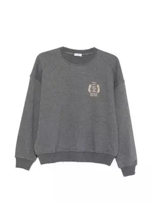Brunello Cucinelli Logo-embroidered Raglan-sleeve Sweater - Grey