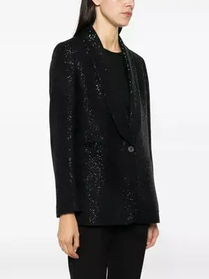 Peserico Sequin-embellished Shawl-lapel Blazer - Black