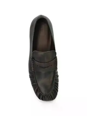 ALOHAS Aven Ruched Leather Loafers